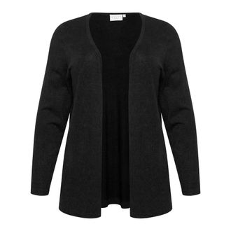 Kaffe Curve Schwarzer Tiefer Cardigan mit Offener Vorderseite - - Knitwear - Damen - Schwarzk - S