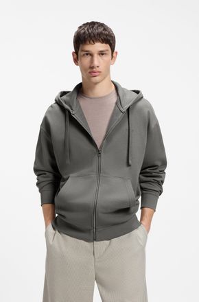 HUGO BOSS Kapuzensweatjacke HUGO, Herren, Gr. XL, dunkelgrau025, Sweatware, Obermaterial: 100% Baumwolle, unifarben, relaxed fit normal, Rundhals, B&uuml;ndchen, Swe