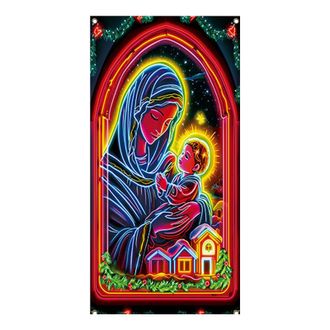 Generico Weihnachtsabdeckung f&uuml;r Haust&uuml;r - f&uuml;r religi&ouml;se Szene Jesus an der Haust&uuml;r, zum Aufh&auml;ngen f&uuml;r Hintergrund, Flagge, Schild f&uuml;r, f&uuml;r den Innen- und Au&szlig;e