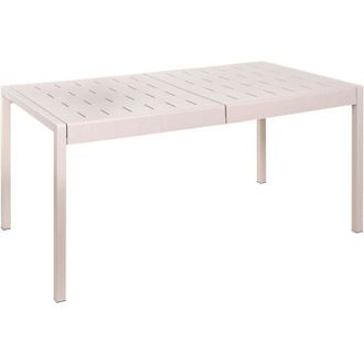 Beliani Gartentisch beige Kunststoffgestell 154 x 84 cm 4-6 Sitzer wetterfest f&uuml;r Garten Terrasse Au&szlig;enbereich Outdoor