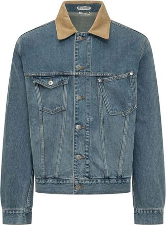 J.W.Anderson Homme, Vestes, Bleu, Taille: L Veste en jean &agrave; col en velours c&ocirc;tel&eacute;