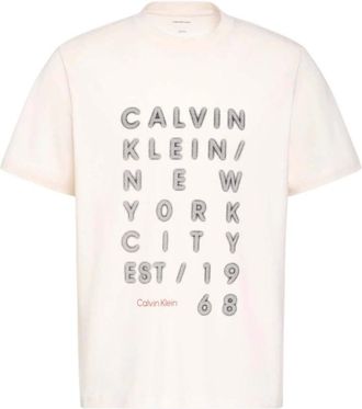 Calvin Klein Jeans Homme, Tops, Beige, Taille: M 20s Lights Grap Casual T-shirt