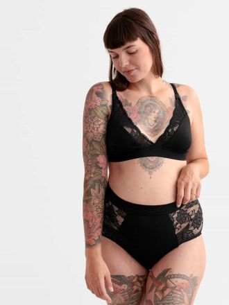 erlich textil BHs Linn schwarz für Frauen 95% Baumwolle (kbA), 5% Elasthan Spitze: 90% Polyamid (Q-nova), 10% Elasthan