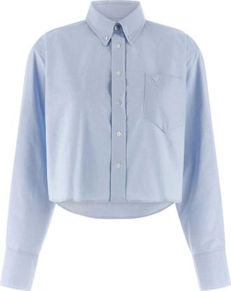Ami Femme, Blouses et Chemises, Bleu, Taille: 34 FR Oxford Cotton Shirt