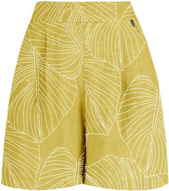 Bomboogie Femme, Shorts, Jaune, Taille: 42 FR Bermuda en lin imprim&eacute;
