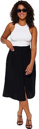 Trendyol Damen Gerade Midi Eine Linie Rock in &Uuml;bergr&ouml;&szlig;e Jupe, Noir, 50 Grande Taille Femmes