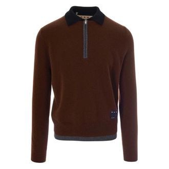 Marni Pull &agrave; col polo - Homme - Pulls - Brun - Taille: XL