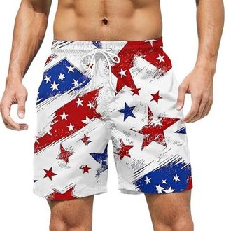 Generic Short de plage pour homme - Pantalon de plage d&eacute;contract&eacute; et tendance - Confortable - Vacances am&eacute;ricaines - Coupe r&eacute;guli&egrave;re, blanc, 3XL