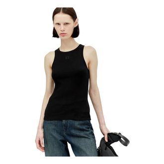 Ganni Femme, Tops, Noir, Taille: 42 FR Soft Cotton Rib Tank Top