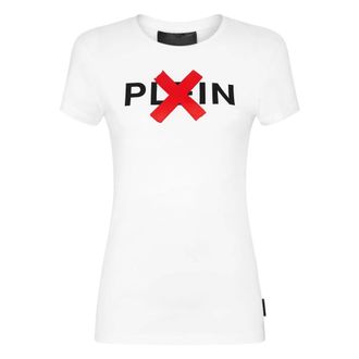 Philipp Plein Femme, Tops, Blanc, Taille: 46 FR T-Shirt Col Rond