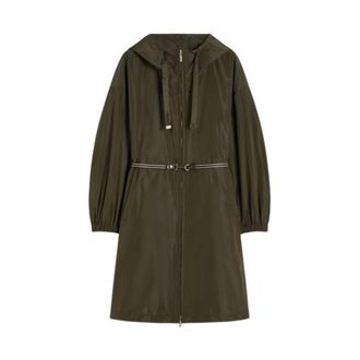 Max Mara Femme, Vestes, Vert, Taille: 38 FR Parka en taffetas hydrofuge