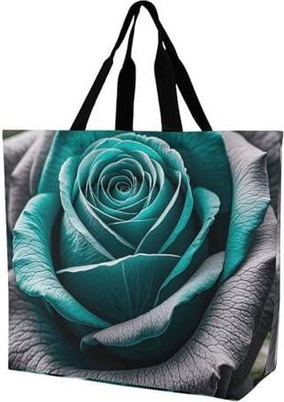 Generic Roses Gris Turquoise Sac A Main Femme R&eacute;utilisable Sacs De Courses Imperm&eacute;able Sac Fourre-Tout Pour Travail Quotidienne Gym
