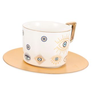Valiclud Keramiktasse Kaffeetasse Satz Mit Untertasse Langlebig Leicht Zu Reinigen Ergonomischer Griff F&uuml;r Tee Kaffee Milch Dekorativer Vintage Stil