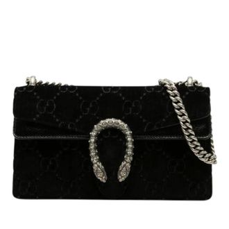 Gucci Sac bandouli&egrave;re en velours pr&eacute;-poss&eacute;d&eacute; - Femme - Pre-owned - Noir - Taille: ONE Size