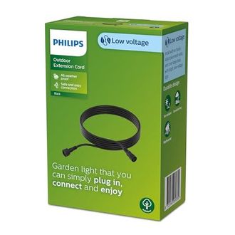 Philips Outdoor Niedervolt Verl&auml;ngerungskabel 5 Meter, 24V, IP67 wasserfest, schwarz