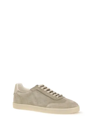 Brunello Cucinelli Mens Suede Sneakers Army Washed
