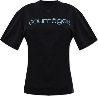 Courr&egrave;ges Femme, Tops, Noir, Taille: 40 FR T-Shirt Imprim&eacute; Cintr&eacute;