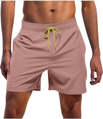 Generic Short de bain pour homme &agrave; s&eacute;chage rapide - L&eacute;ger - Short de bain pour la plage et les vacances, rose gold, 3XL