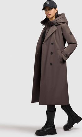 Khujo Trenchcoat KHUJO ELENA, Damen, Gr. L, beige (city taupe), 100% Polyester, unifarben, regular fit, eingesetzt elastischer Bund, Mäntel, Topseller