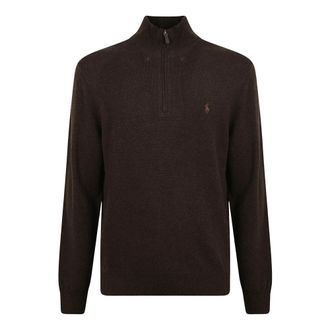 Ralph Lauren Wollpullover mit Viertelrei&szlig;verschluss - - Knitwear - Herren - Braun - M