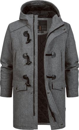 Indicode Herren Liam Dufflecoat | Wintermantel Wollmantel Herrenmantel Mantel für Männer Grey Mix, 3XL
