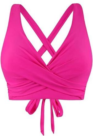 Generic Haut De Maillot De Bain Femme Push Up Sexy Hauts De Bikini Amovible Curvy Classics Col V Hauts De Maillots Bretelles avec Rembourrage Beachwear Tops P