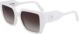 Karl Lagerfeld Femme, Accessoires, Blanc, Taille: ONE Size Lunettes de soleil carr&eacute;es &agrave; monture inject&eacute;e