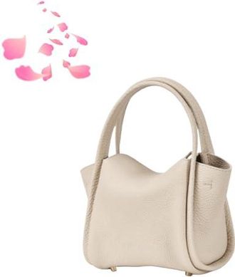 Generic Mini sac seau en cuir de vachette pour femme, sac &agrave; main classique l&eacute;ger, sac &agrave; bandouli&egrave;re tendance, portefeuille &agrave; bandouli&egrave;re amovible, Blanc laite