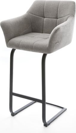 DELIFE Barstuhl Yulo-Flex Strukturstoff Soft Grau Freischwinger Flach Metall Schwarz, Barst&uuml;hle