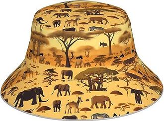 Generic Chapeau De Godet Impression Animaux De La Savane Africaine Femme Chapeau De P&ecirc;cheur Pliable Mode Bonnet De Soleil, pour De P&ecirc;che, La Randonn&eacute;e, Sports
