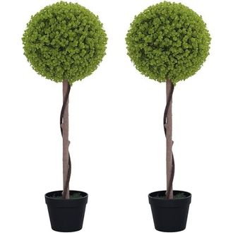 HOMCOM 2er-Set K&uuml;nstlicher Eukalyptus, 90 cm Zimmerpflanze, Kunstpflanze im Topf, gro&szlig;e Dekorative Pflanzen f&uuml;r Zuhause, B&uuml;ro, Flur, Garten, Gr&uuml;n