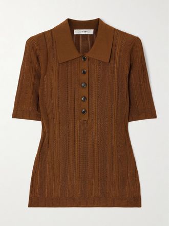 Frame Denim Polohemd Aus Rippstrick - Braun