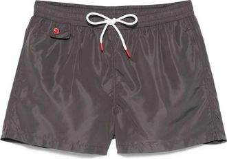 Kiton Badeshorts mit Logo-Stickerei - Grau