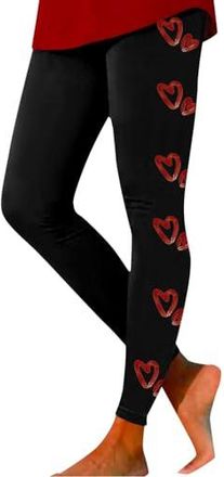 Generic Legging Femme Saint-Valentin Imprim&eacute; Coeur Leggings Stretch Pantalon de Yoga Taille Haute Legging de Sport Serr&eacute; Pantalon Long &Eacute;lastique Pantalon Mode