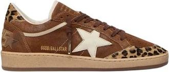 Golden Goose Baskets Ball Star d&eacute;tail l&eacute;opard en cuir su&eacute;d&eacute;