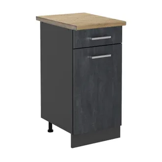 Vicco Meuble cuisine R-Line, B&eacute;ton noir, 40 cm pt Ch&ecirc;ne