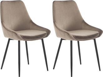 Vente-Unique Stuhl 2er-Set - Samt & Schwarzes Metall - Taupe - MASURIE