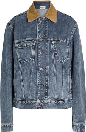 J.W.Anderson Femme, Vestes, Bleu, Taille: 36 FR Veste en jean avec col en velours c&ocirc;tel&eacute;