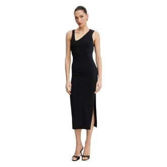Patrizia Pepe Robe mi-longue en jersey - Femme - Robes - Noir - Taille: 42 FR