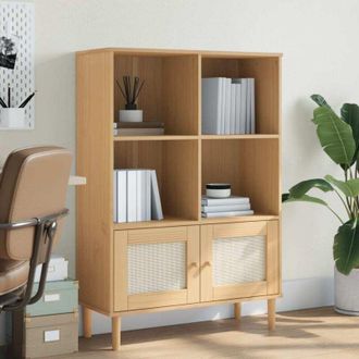 vidaXL Biblioth&egrave;que senja aspect de rotin marron bois massif de pin Vidaxl