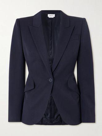 Alexander McQueen Blazer En Laine Grain De Poudre - Bleu