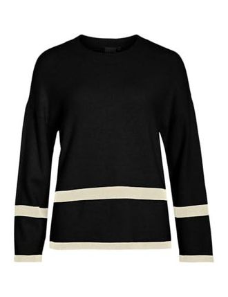Vila Vila Viril O-Neck Oversize L/S Knit Top-Noos, Noir, M Femme