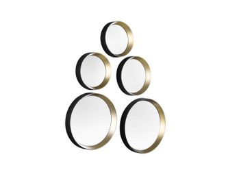 Mirrors and More Deko Wandspiegel VIVIEN 5 teilig mit rundem Rahmen in Schwarz & Gold