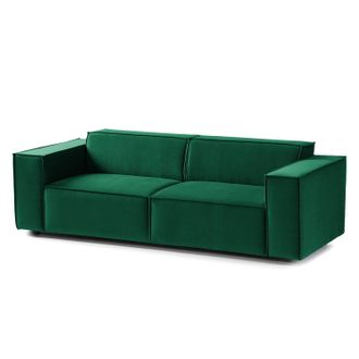 Studio Copenhagen home24 2,5-Sitzer Sofa Gr&uuml;n/Dunkelgr&uuml;n Samt Shyla 223 x 70 x 96cm Keine Funktion Glamour