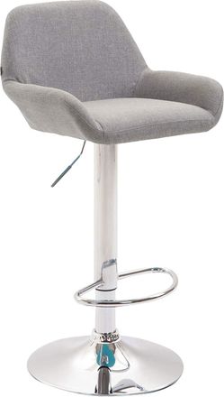 Clp Barhocker Braga Stoffbezug I Höhenverstellbarer Barstuhl Mit Metallgestell I Thekenhocker Mit Integrierter Fußstütze, Farbe:grau, Gestell Farbe:Chrom