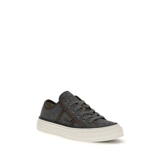 Brunello Cucinelli Suede with Shiny Tab Sneakers - Gray
