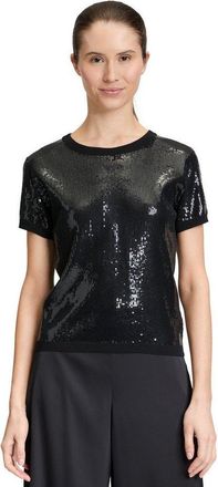 Vera Mont Kurzarmshirt Damen Basic-Strickpullover mit Rundhalsausschnitt (1-tlg) Pailletten