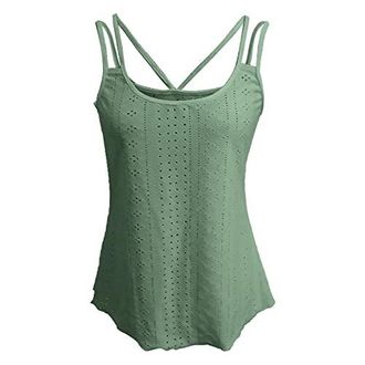 Generic Haut d&eacute;t&eacute; &agrave; bretelles spaghetti pour femme - Long noir - Sans manches - En mousseline de soie - Haut de sport - &Eacute;l&eacute;gant - Col en V - Tunique ample - D