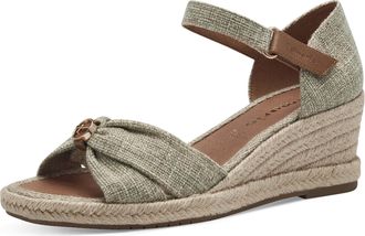 Tamaris Damen Plateau Sandalen Textil Keilabsatz Sommer; NATURE/beige; 41 EU