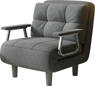 Generic 3-in-1 Schlafsessel Klappbett f&uuml;r Kleine R&auml;ume 5-Stufen R&uuml;ckenlehne, Atmungsaktiver Cordstoff, Faltbarer G&auml;stebett-Stuhl f&uuml;r Wohnung & Home-Office(Gra